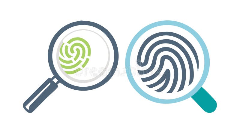 Fingerprint Magnifier: Biometric Security Forensics. Vector Design ...