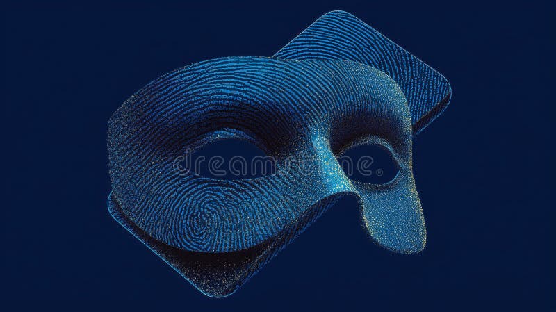 Fingerprint Mask Digital Identity Security Privacy Blue Minimalistic ...