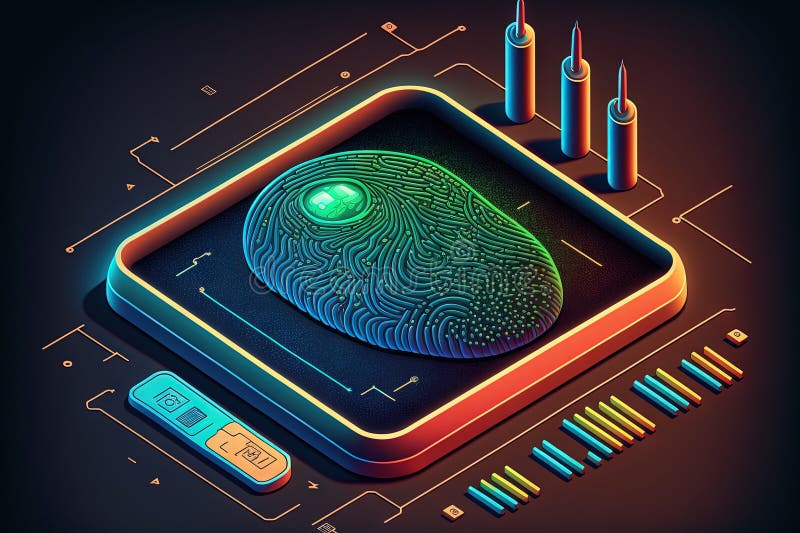 Fingerprint, Microchip, and Current Technology Stock Illustration ...
