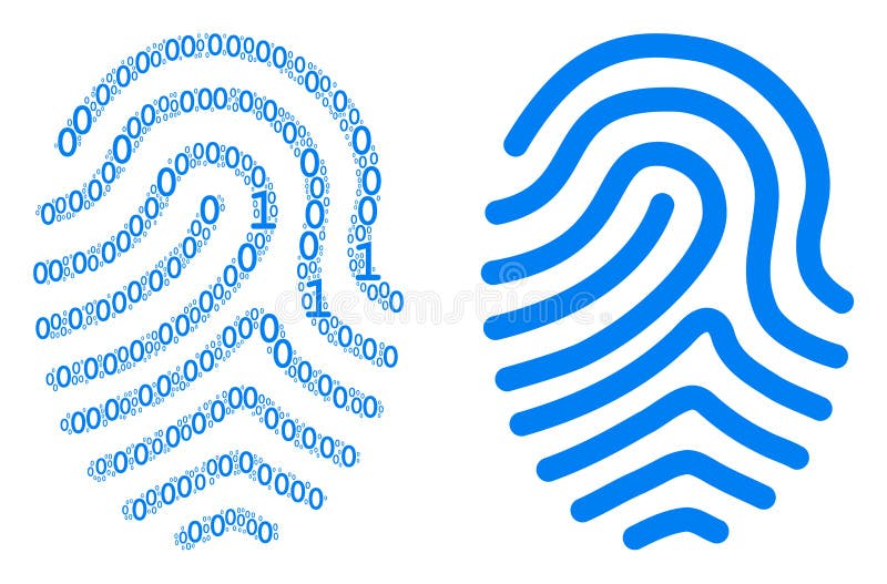 Fingerprint Composition of Binary Digits Stock Vector - Illustration of ...