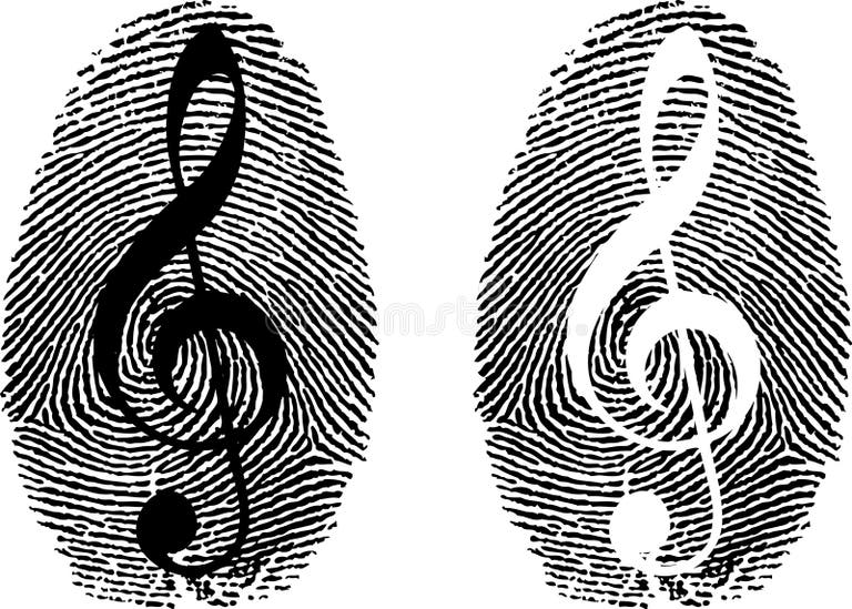Fingerprint with Music Symbol Stock Vector - Illustration of object ...
