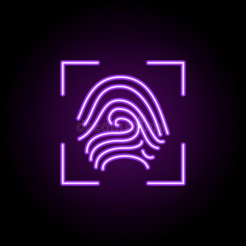 Fingerprint Outline Icon. Elements of Security in Neon Style Icons ...