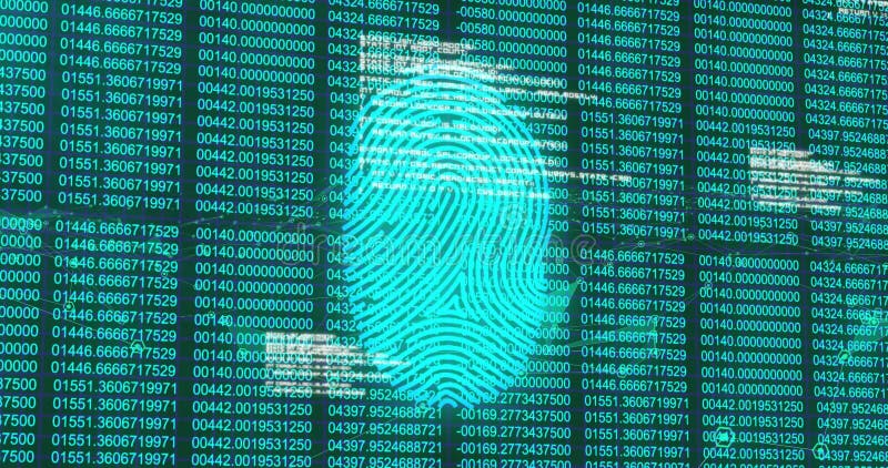 Fingerprint Overlaying Animation with Digital Code, Symbolizing ...