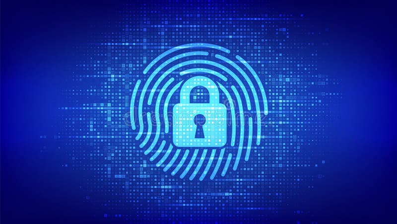 Fingerprint with Padlock Icon Made with Binary Code. Personal Data ...