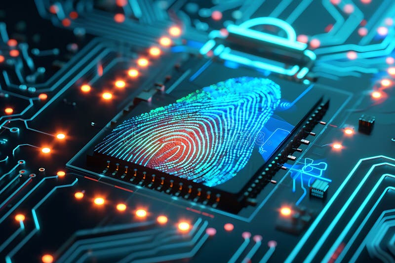 Fingerprint Recognition on a Biometric Circuit Interface Stock Image ...