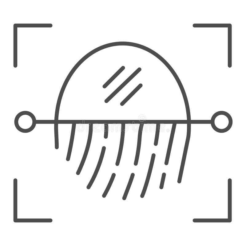 Fingerprint Recognition Sensor Thin Line Icon. Focus with Fingerprint ...