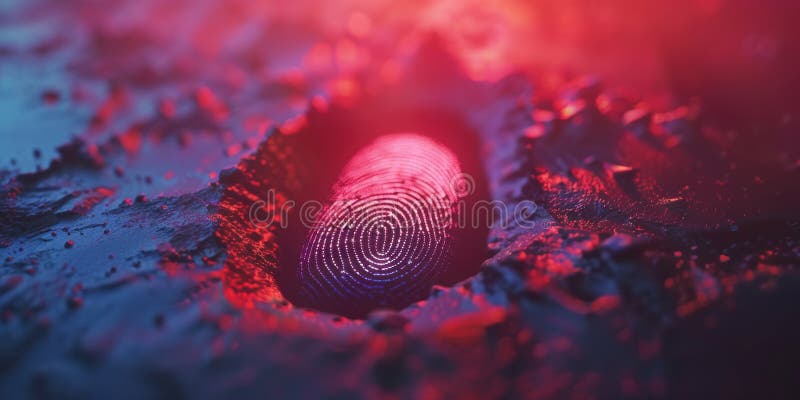 Fingerprint in a Red Glowing Surface. Created by Generative Artificial ...