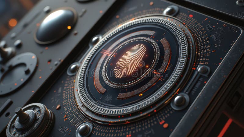 Fingerprint in a Round Button Stock Image - Image of symbol, password ...