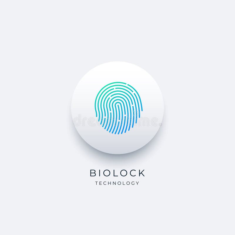 Fingerprint Round Button. Simple Icon for Logo or App Stock Vector ...