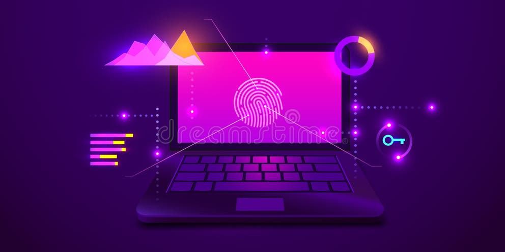 Fingerprint Scan Biometrics Identify Authorization On Computer Data