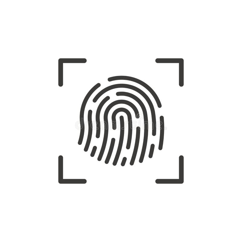 Fingerprint Scan Black Vector Icon. Print Scanner Symbol Stock Vector ...
