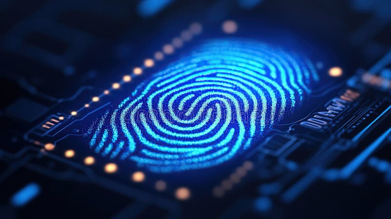Fingerprint Scan on Circuit Board, Security Concept Stock Illustration ...