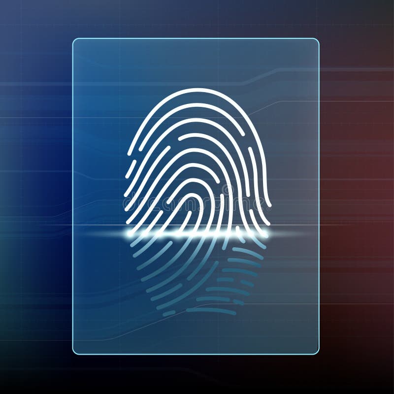 Fingerprint Scan Data Security And Biometrics Access Stock Vector