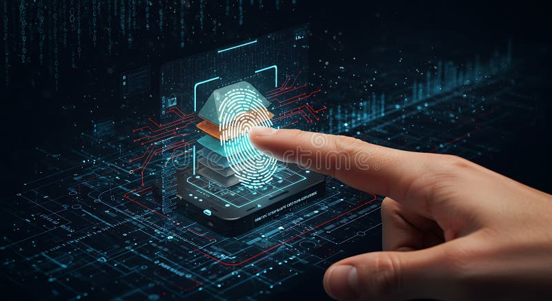 Fingerprint Scan with Digital Technology Stock Illustration ...