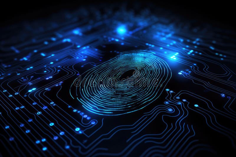 Fingerprint Scan on the Electronic Circuit Board. 3d Rendering ... Fingerprint Scan on the Electronic Circuit Board. 3d Rendering ...