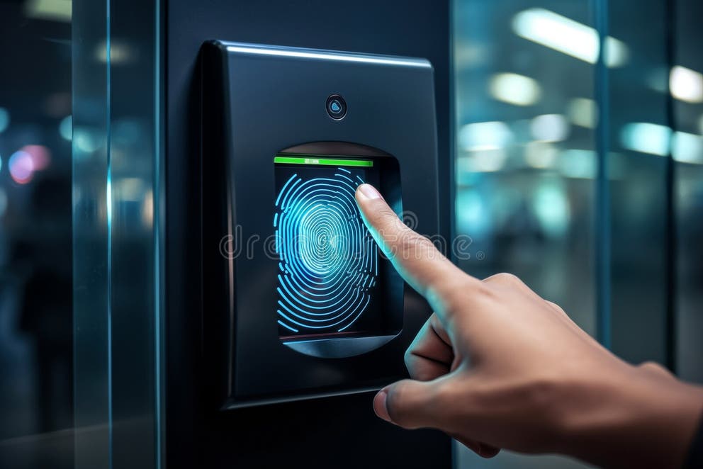 Fingerprint Scan Provides Security Access with Biometrics Identification, Concept of ...
