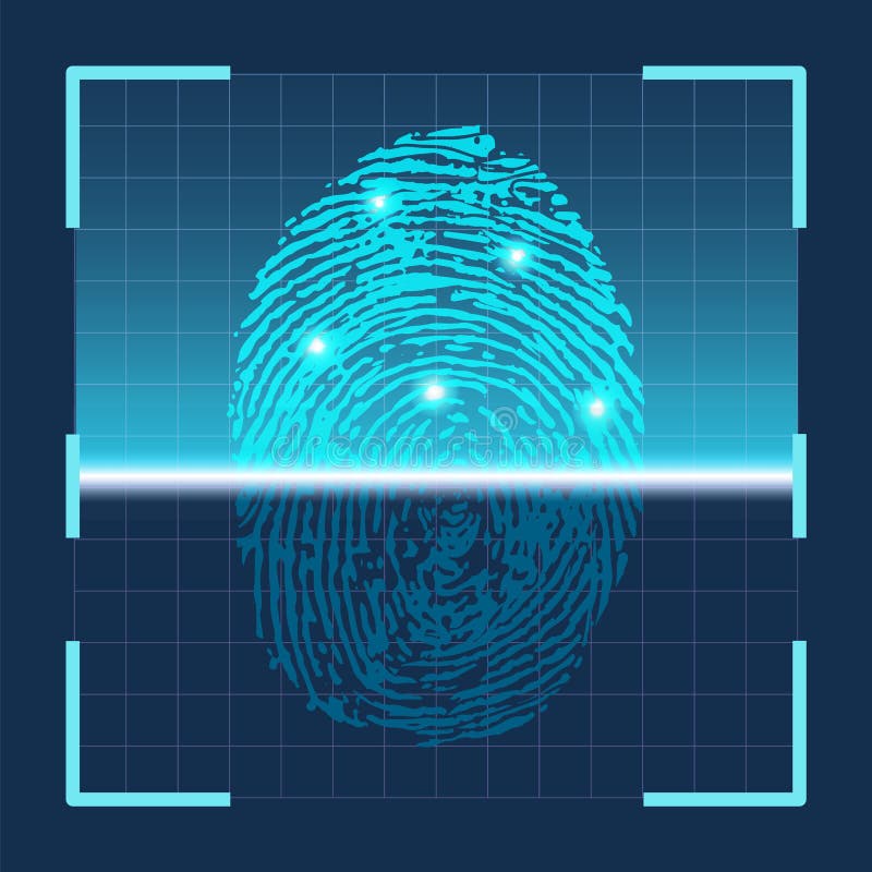 Biometric Thumb Scanner System Stock Illustration - Illustration of ...