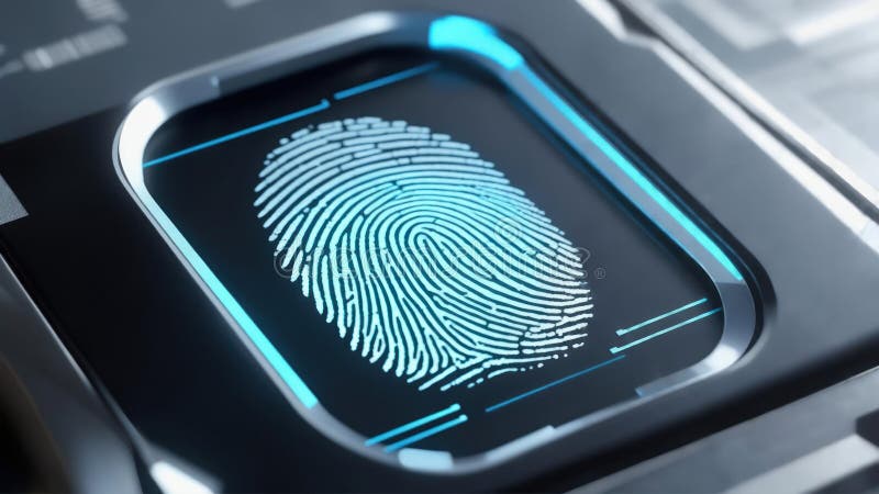 Fingerprint Scan on Futuristic Tech Stock Illustration - Illustration ...
