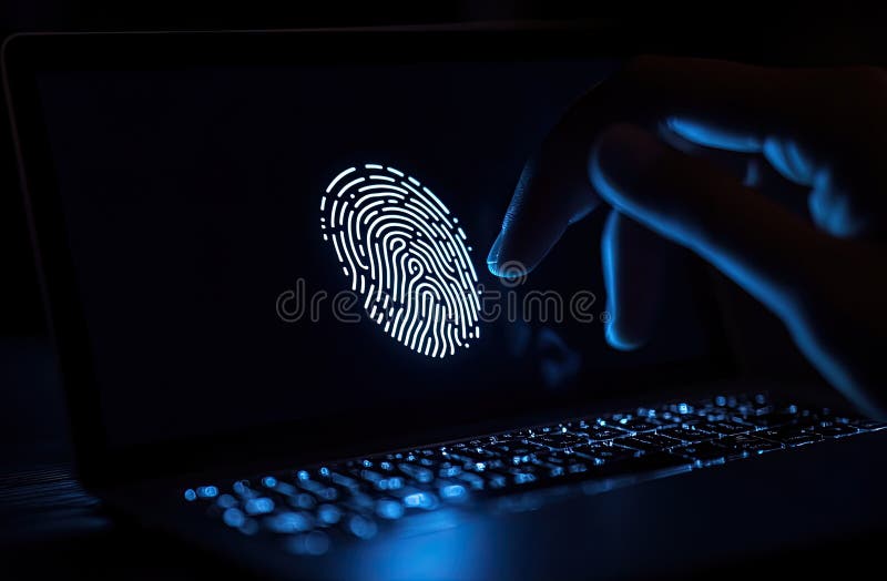 AI Fingerprint Authentication Stock Illustration - Illustration of ...