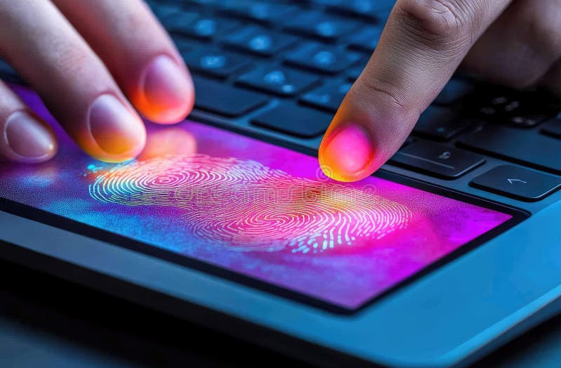 AI Fingerprint Authentication Stock Illustration - Illustration of ...