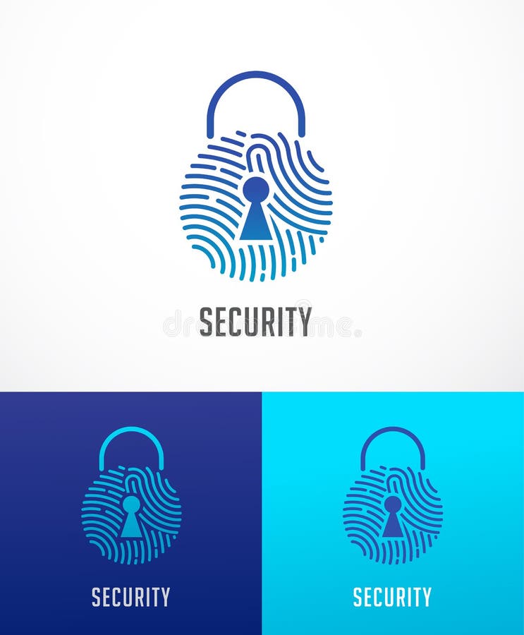 Fingerprint Scan Logo, Privacy, Human Brain Icon, Cyber Security ...