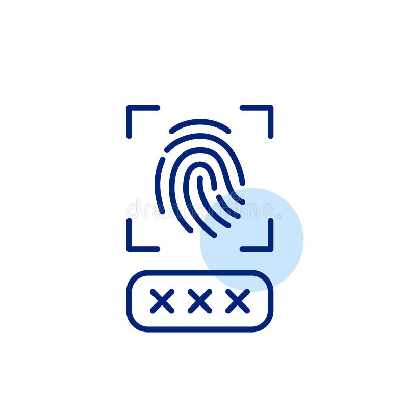 Fingerprint Scan and Password Covered by Asterisks. Dual Factor ...