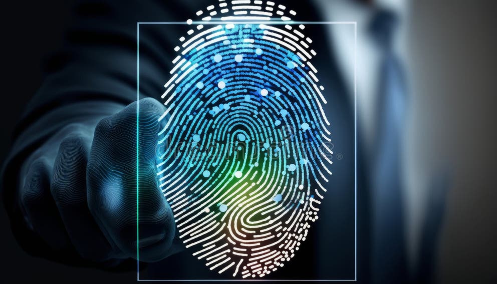 Fingerprint Scan Provides Security Access with Biometrics Identification. Generative AI Stock ...