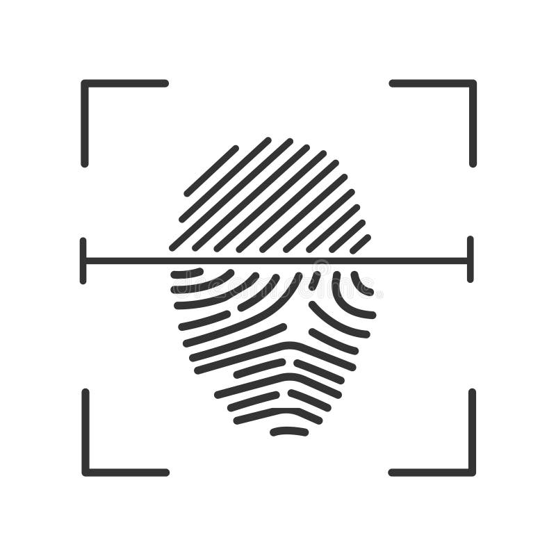Fingerprint Scan Provides Security Access Black Line Icon. ID and ...
