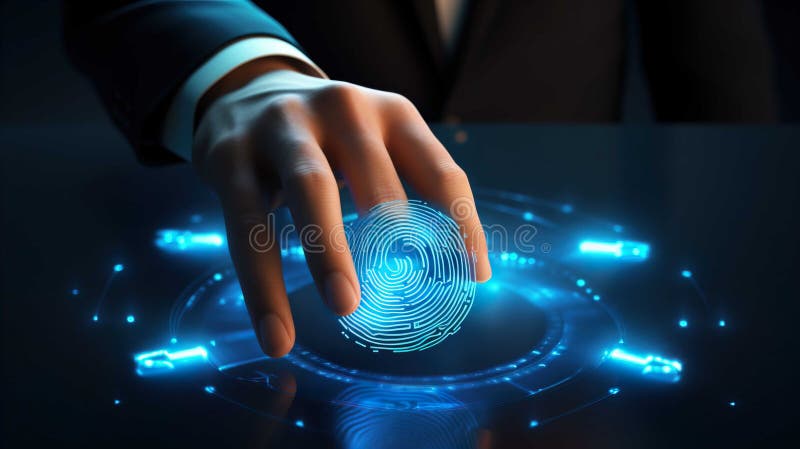 Fingerprint Scan Provides Security Access ,Businessman Pointing ... Fingerprint Scan Provides Security Access ,Businessman Pointing ...