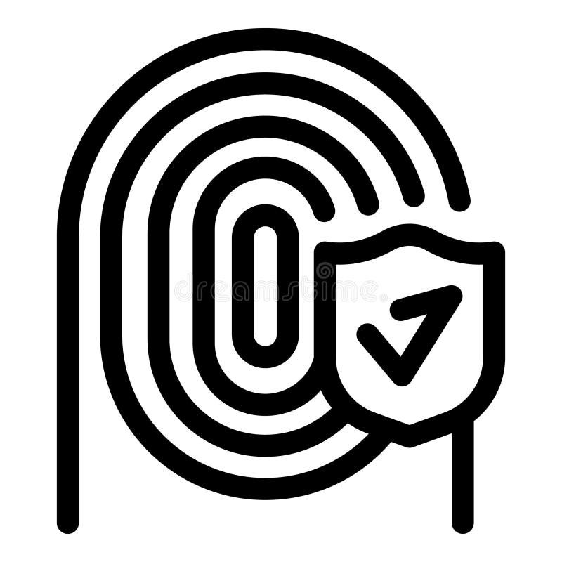 Fingerprint Scan Providing Security with Shield and Check Mark Icon ...