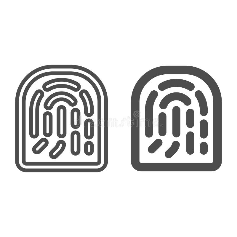 Fingerprint Scan Sample Line and Solid Icon, Biometric Scanner Concept ...