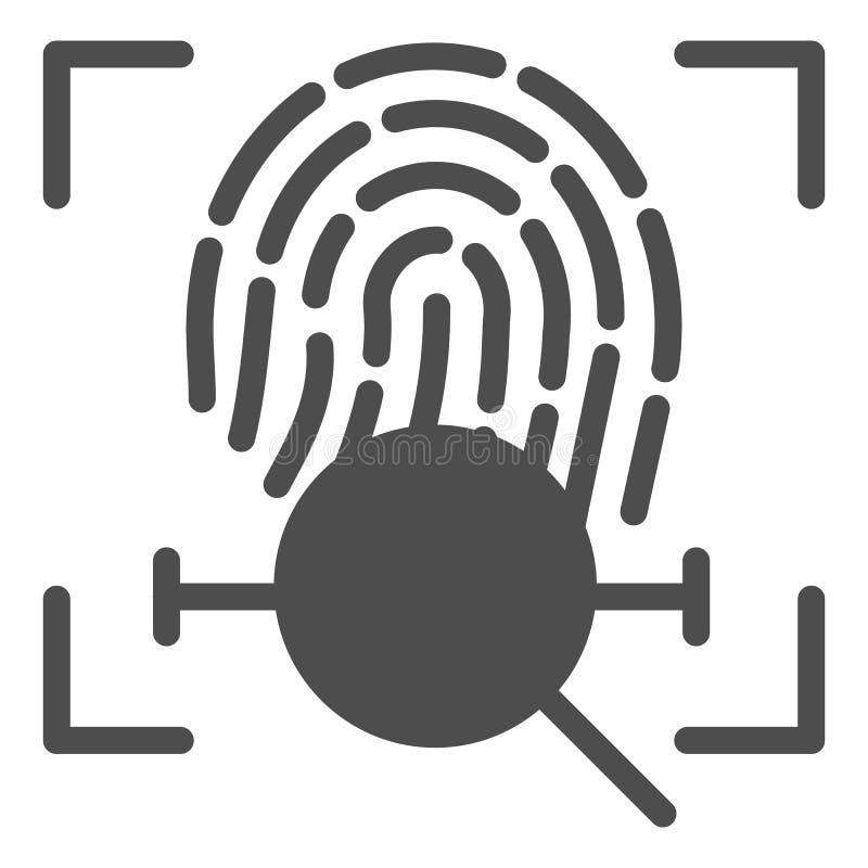 Fingerprint Scan Search Solid Icon. Finger Identification Vector ...