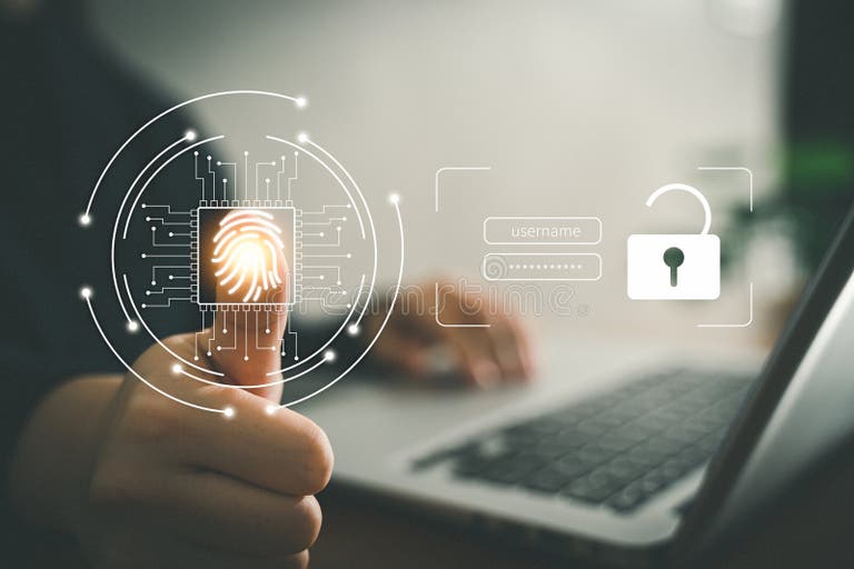 Fingerprint Scan for Secure Access and Unlock Design Concept Stock Image - Image of bank, laptop ...