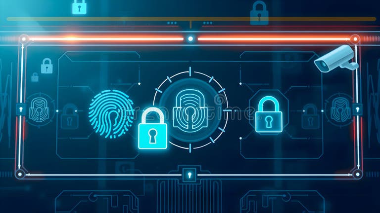 Fingerprint Scan and Security Concept. 3d Rendering Toned Image Double ...