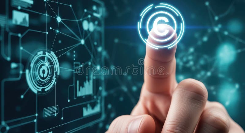 Fingerprint Scan Security Technology Futuristic Digital Interface Data Protection Access Control ...