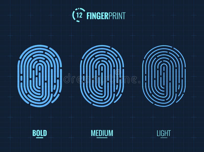 Fingerprint Scan Vector Icons Set Stock Vector - Illustration of hand ...