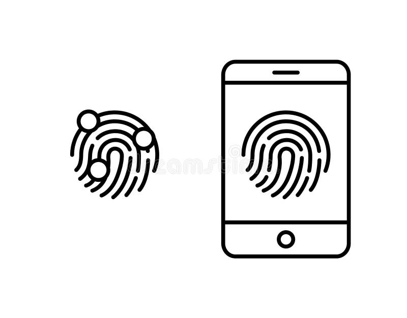 Fingerprint Scaner Icon Ith Mobile Phone, Smartphone.Symbol for Graphic ...