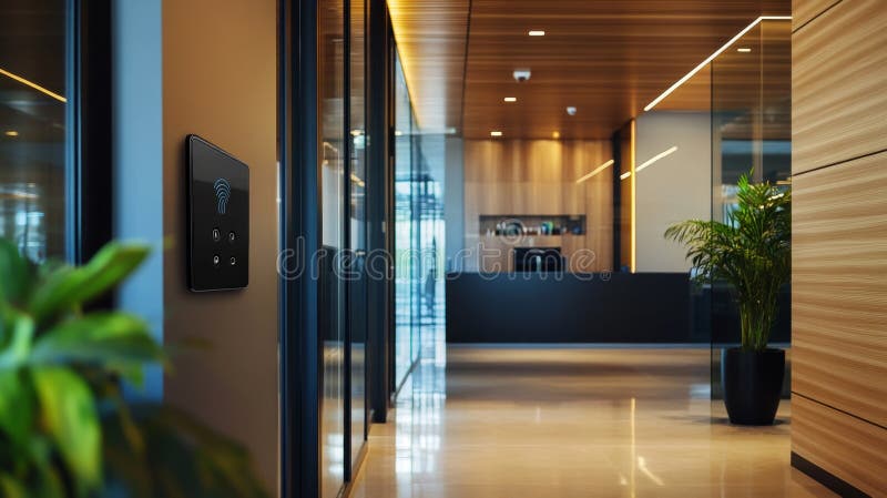 Fingerprint Scanner Access Control System Mounted on Office Wall by ...
