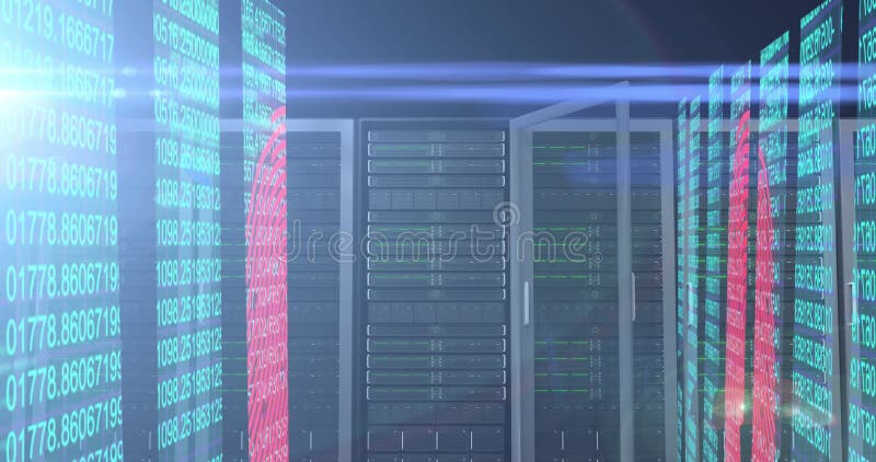 Fingerprint Scanner Against Server Room Stock Illustration ...