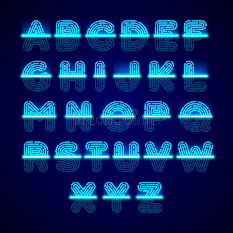 Fingerprint Scanner Alphabet Stock Vector - Illustration of imprint ...
