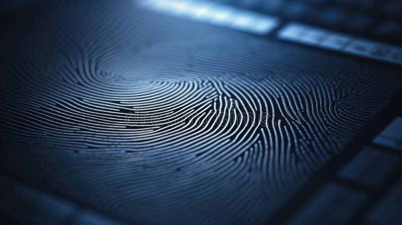 Fingerprint Scanner on a Computer Keyboard, AI Stock Illustration ...