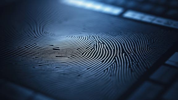 Fingerprint Scanner on a Computer Keyboard, AI Stock Illustration ...