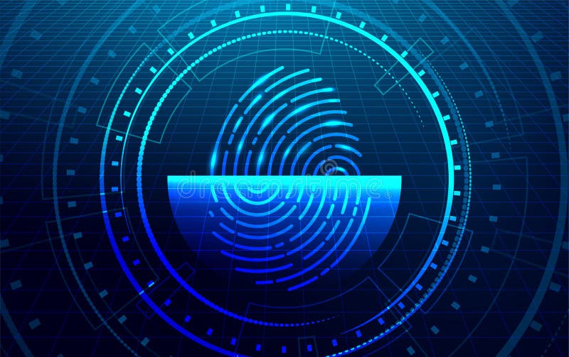 Fingerprint Scanner. Cyber Security, Technology Identification Concept. Futuristic Technology ...
