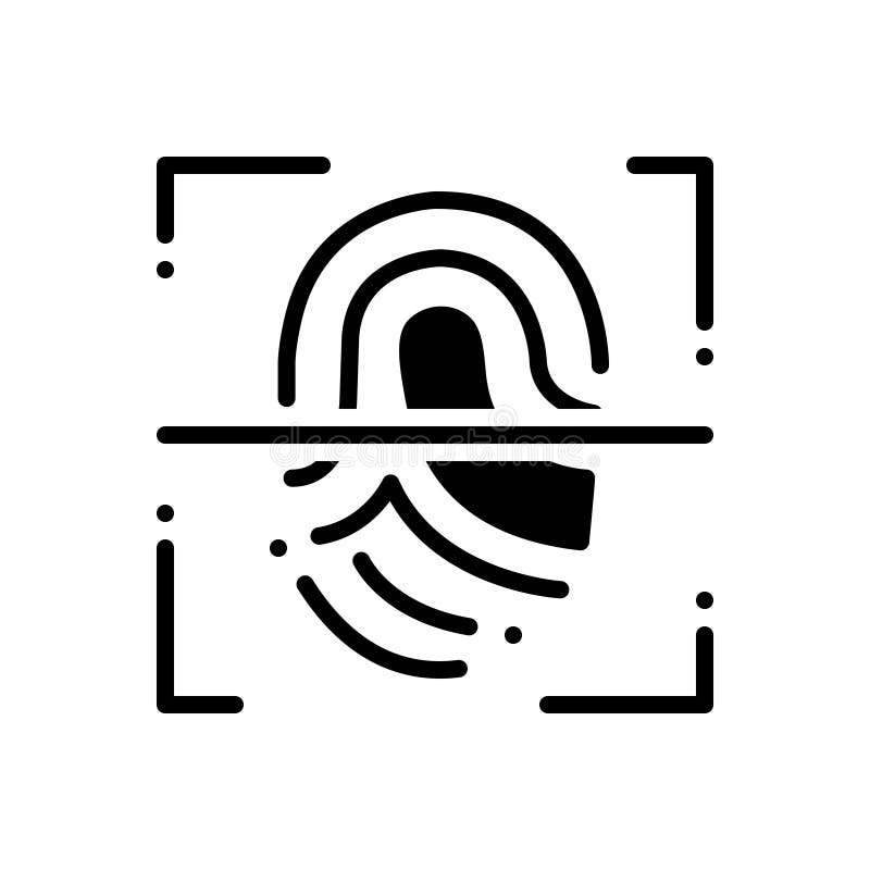 Black Solid Icon for Fingerprint Scanner, Security and Biometrics Stock ...