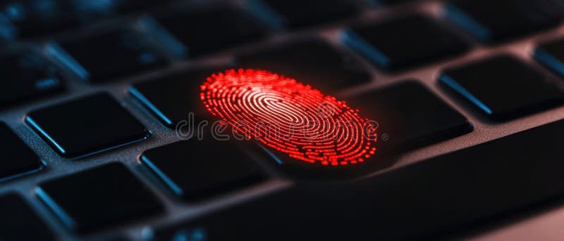 Fingerprint Scanner on a Keyboard, Emphasizes Security and Technology ...