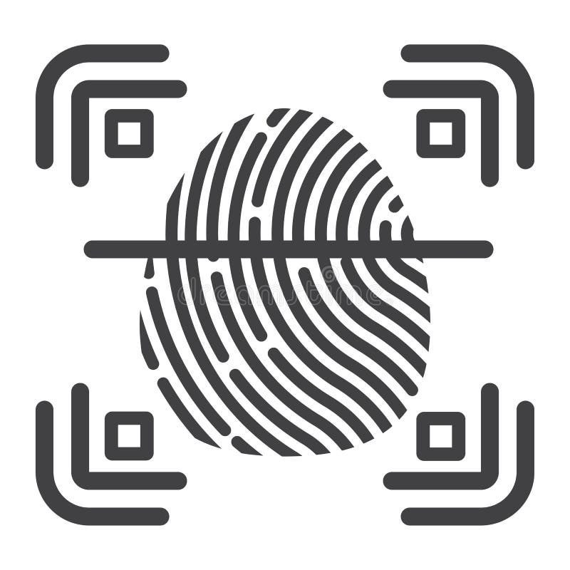 Fingerprint Scanner Line Icon, Id and Security Stock Vector ...