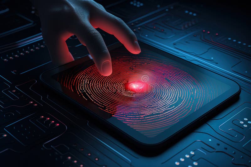 Fingerprint Scanner on a Modern Device Stock Illustration ...