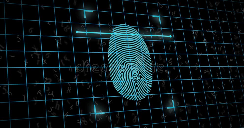 Fingerprint Scanner Over Grid Against Space Stock Illustration ...