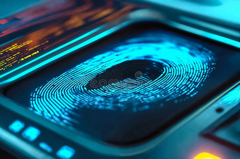 Fingerprint Scanner for Scan Biometric Identity Stock Illustration ...