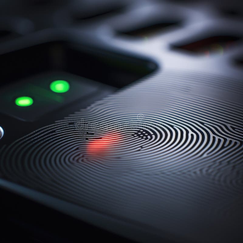 A Fingerprint Scanner is Shown on a Device, AI Stock Illustration ...